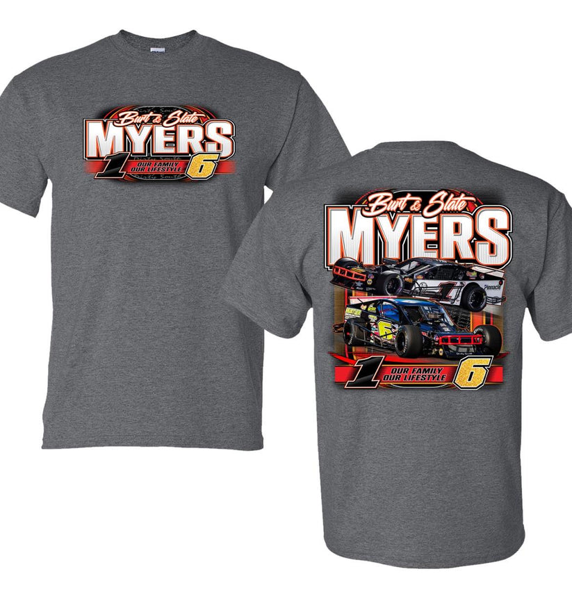 1&6 “OUR FAMILY… OUR LIFESTYLE" Burt & Slate Myers Tshirt – RaceFanGear.com